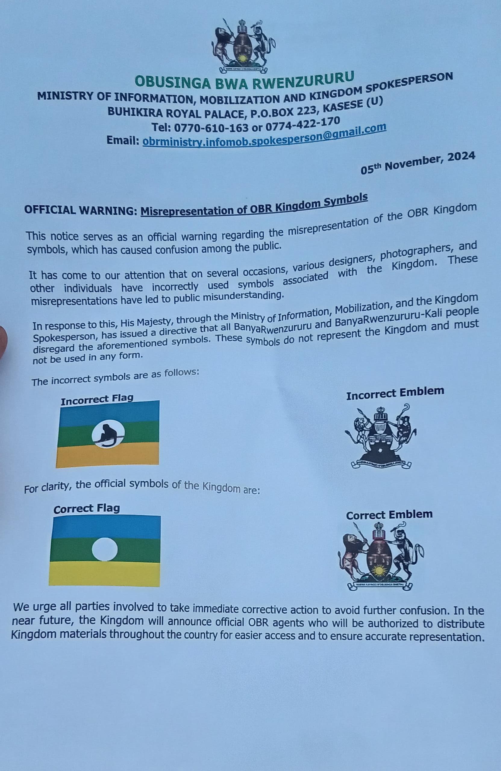 Obusinga Bwa Rwenzururu has warned public against mispresentation of ...